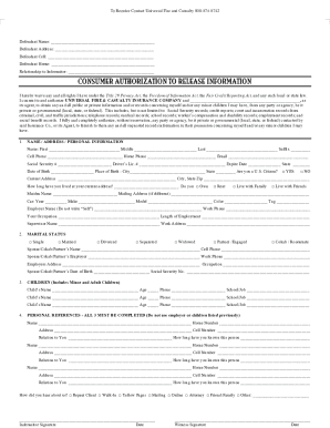 Fillable Online Universal FL-01 Consumer Authorization to Release Info ...