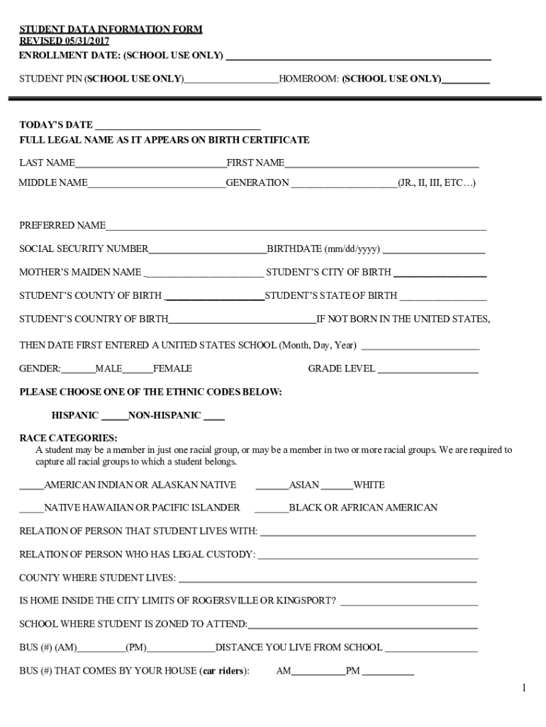 Fillable Online images pcmac STUDENT DATA INFORMATION Form.docx Fax Email Print - pdfFiller