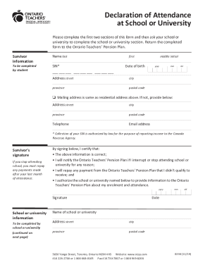 Fillable Online Declaration of Attendance at School or University ...