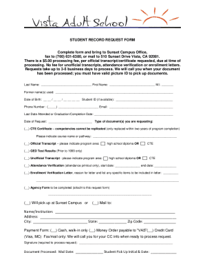 Fillable Online STUDENT RECORD REQUEST FORM - Arizona Fax Email Print ...
