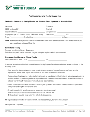 Fillable Online Paid Parental Leave for Faculty Request Form Section 1 ...