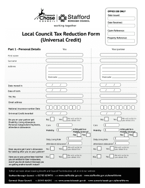 Fillable Online Local Council Tax Reduction Form (Universal Credit) Fax ...