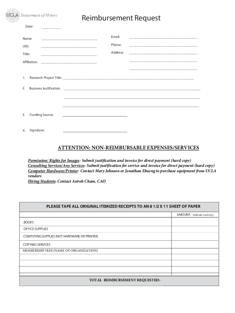 Fillable Online history ucla history Travel Reimbursement Form.pdf Fax ...