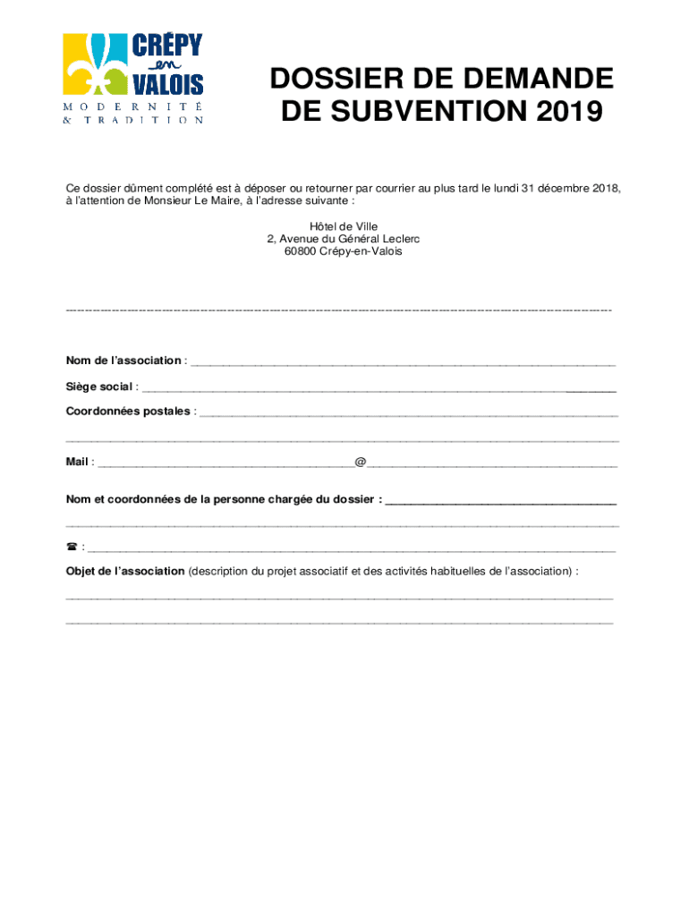 Remplissable En Ligne Le formulaire unique de demande de subvention est en ligne ... Fax Email ...