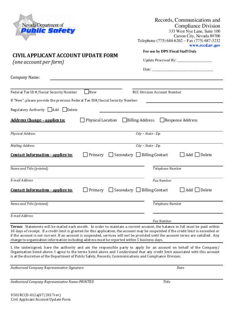 Fillable Online DOC civil applicant account application and checklist ...