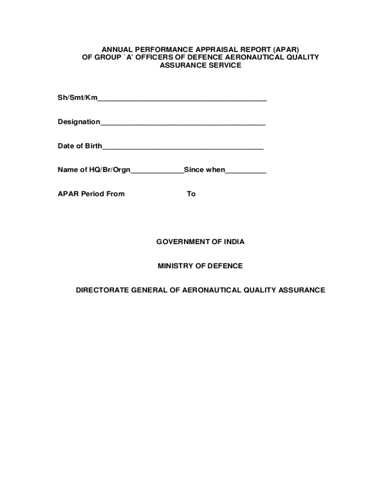 Fillable Online Army Annual Performance Appraisal Reporting ...