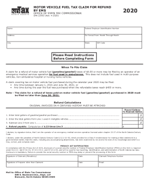 Fillable Online Motor Vehicle Fuel Tax Claim For Refund by EMS. Motor ...