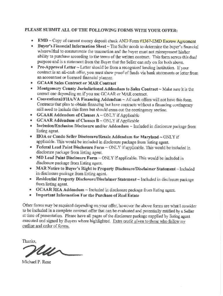 Fillable Online PDF . EMD Copy of earnest money deposit check AND Form ...