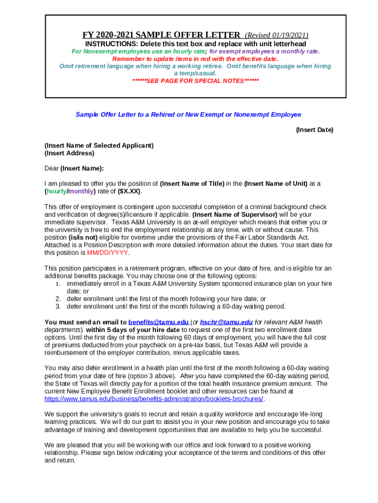 Sample Offer Letter to a Rehired or New Exempt or ... - myCEHD ...