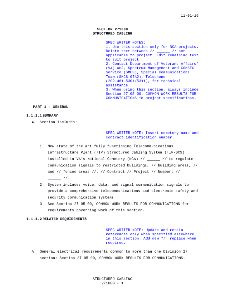 SECTION 271000 - STRUCTURED CABLING. NCA Master Construction ...