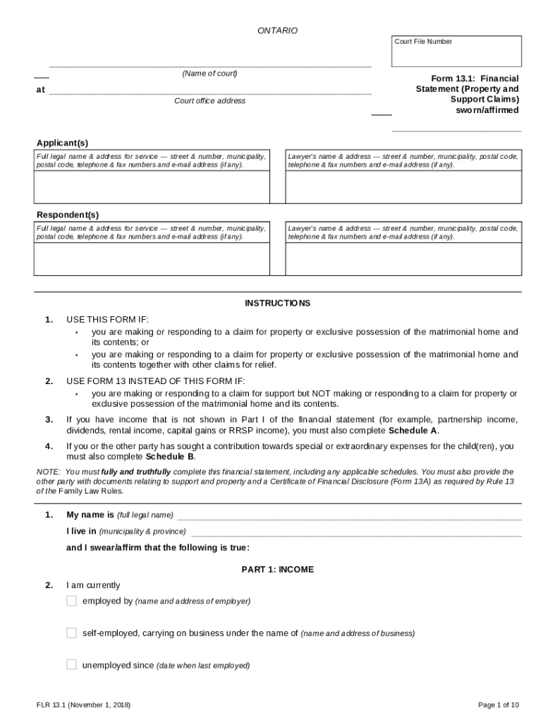 FLR 13.1 - Ontario Court s - ontariocourts on Doc Template | pdfFiller