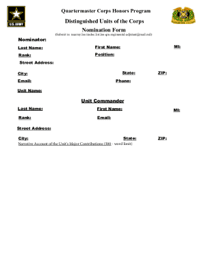 Fillable Online quartermaster army istinguished Member of the Corps ...