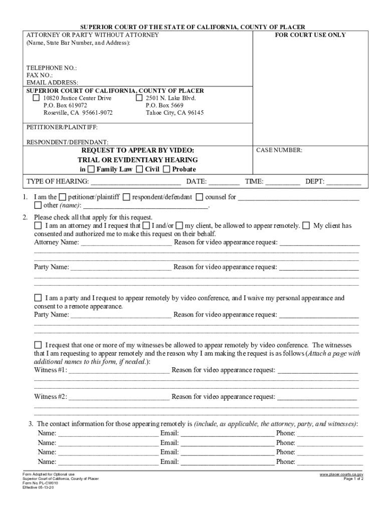 Fillable Online Request For Telephone Appearance (Family Law) FL016Pdf ...