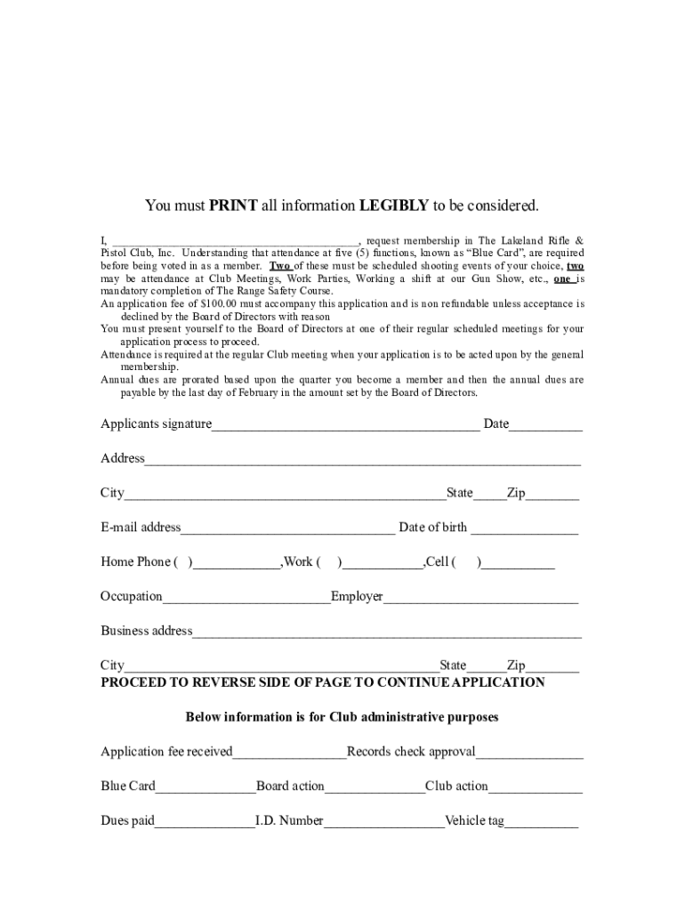 Fillable Online You must PRINT all information LEGIBLY to be considered ...