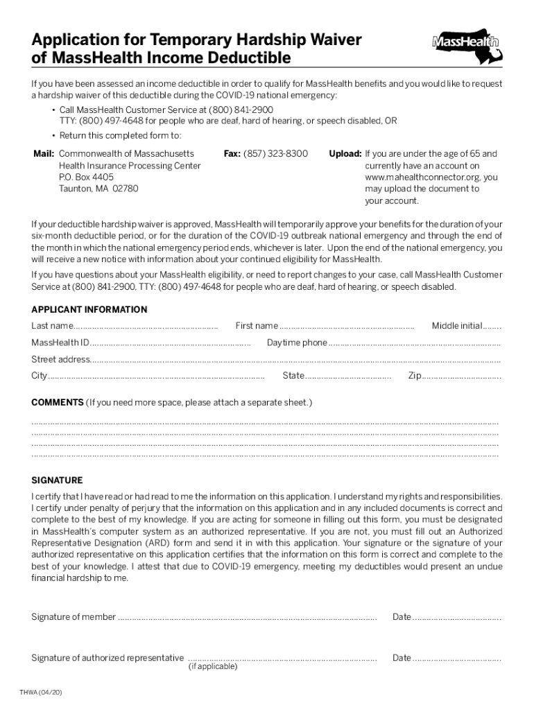 Fillable Online Waiver Masshealth - Fill Out and Sign Printable PDF ...