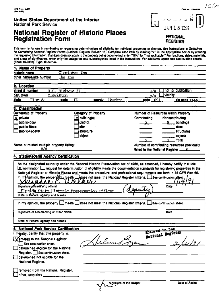Fillable Online tor Completing National Register Forma (National ...