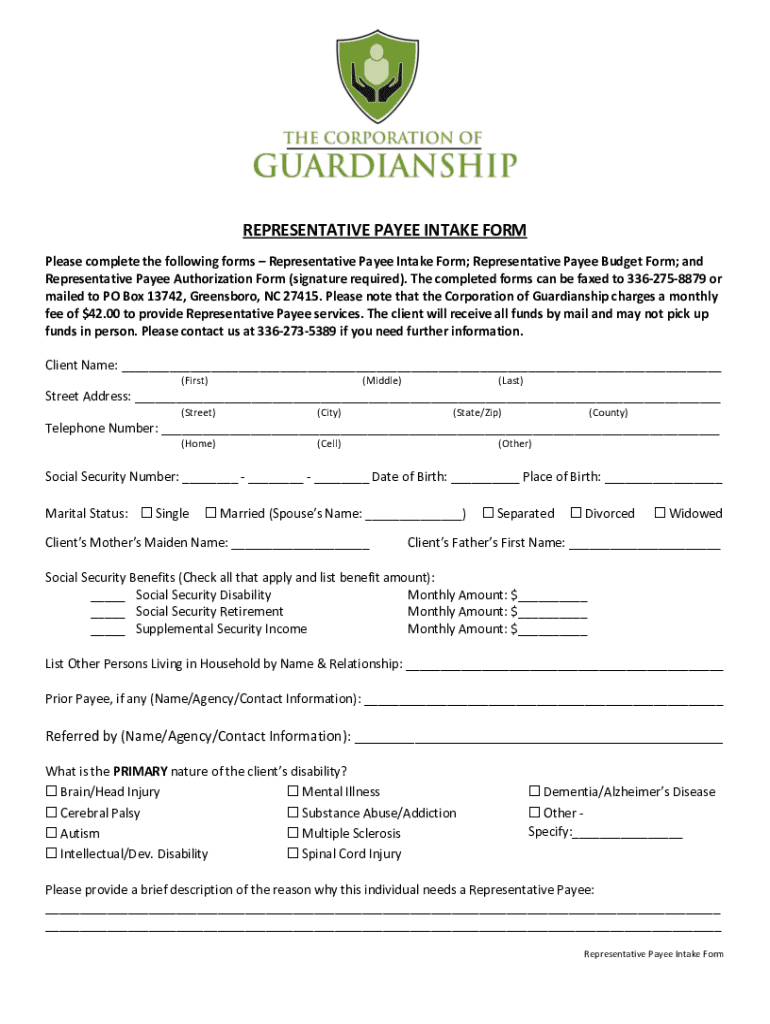 Fillable Online Rep Payee Application Form - The Arc Alliance Fax Email ...