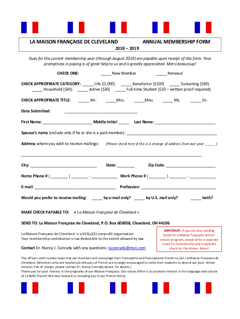 Fillable Online Dues for the current membership year (through August ...