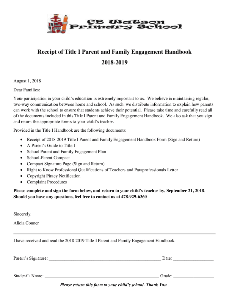 Fillable Online images pcmac Receipt of Title I Parent and Family ...