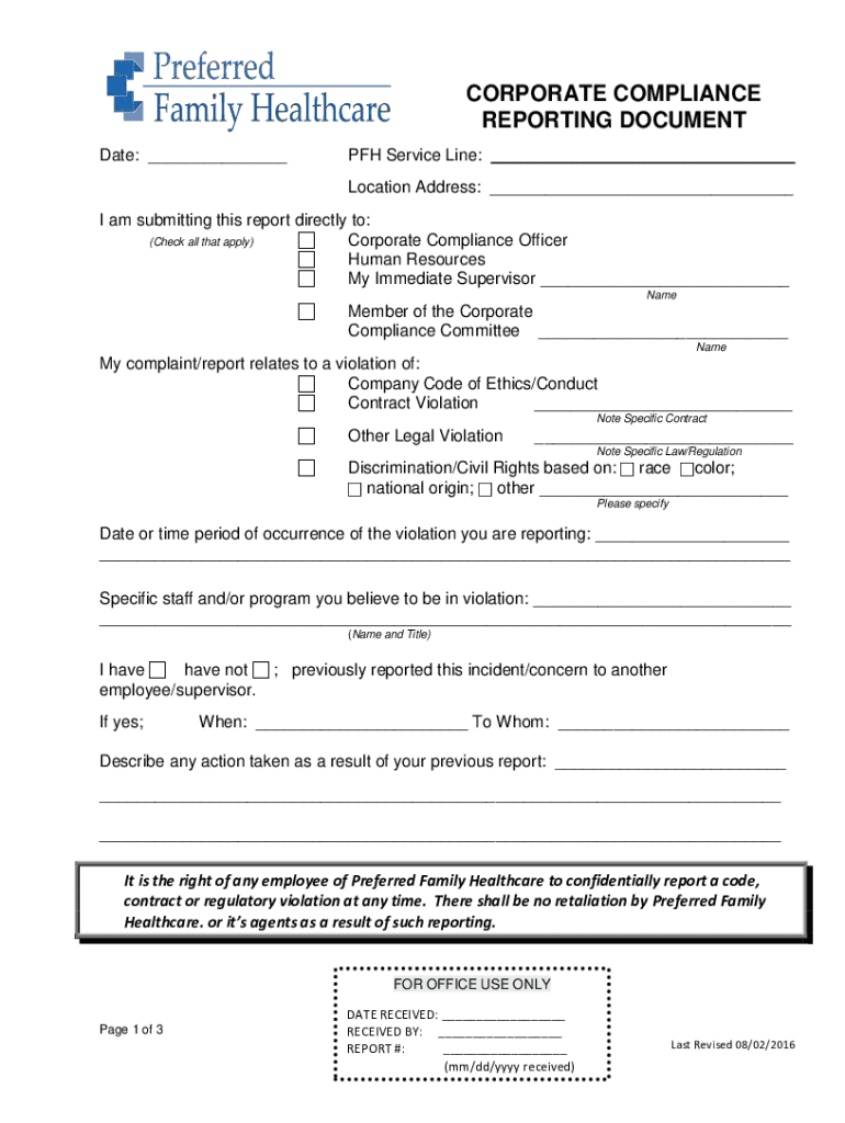 Fillable Online Compliance Report Templates 14+ Free Printable Word ...