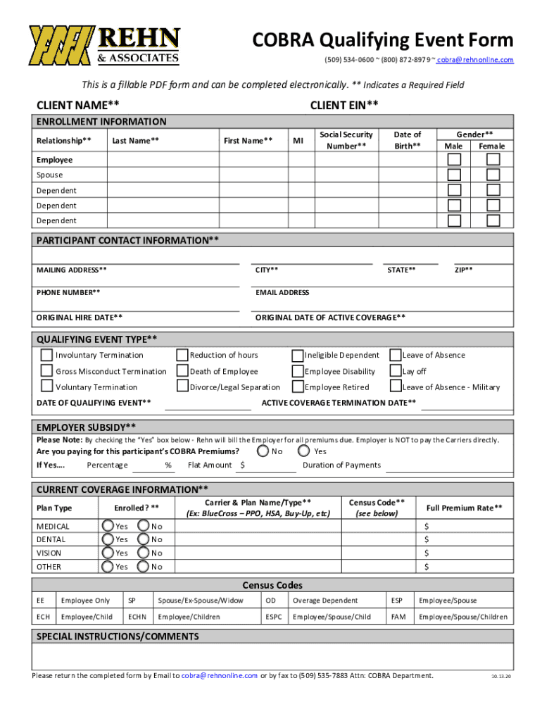 Fillable Online Facts to Help Determine Your COBRA EligibilityBenefits ...