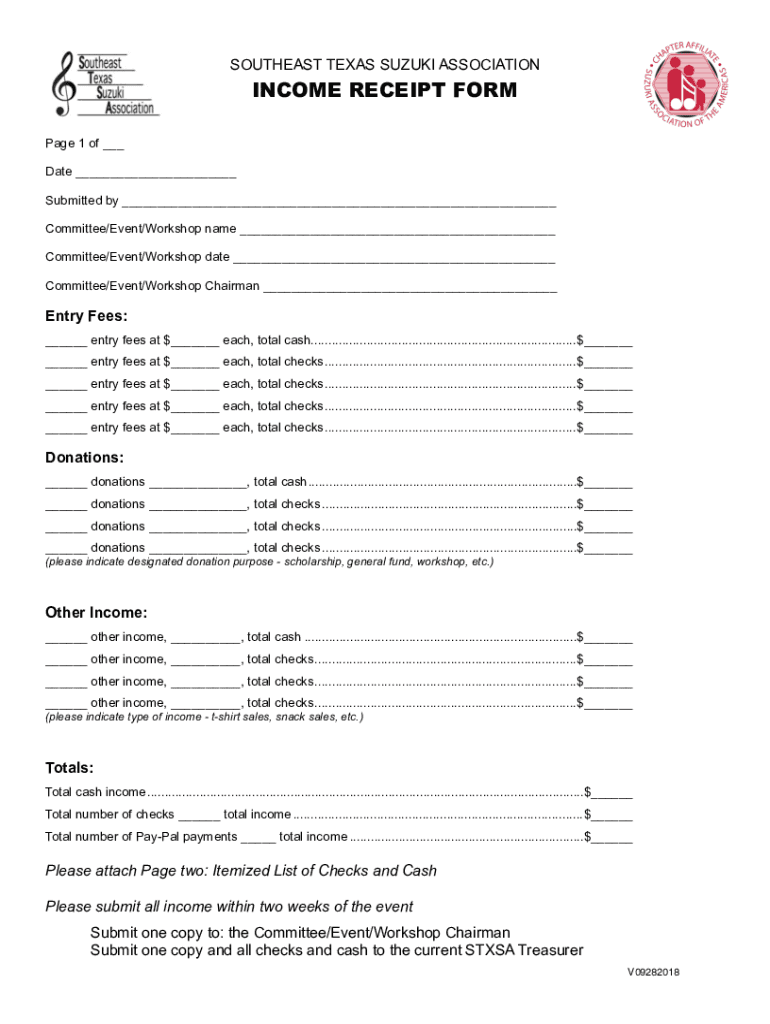 Fillable Online STXSA Income Reciept Form updated Fax Email Print ...