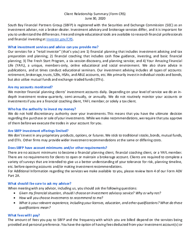 Fillable Online Form CRS Drafting Guide and Template (Investment ...