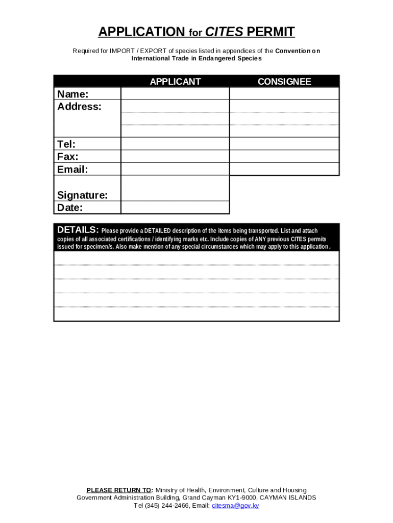 Permit Aplication. New aplication for CITES permits Doc Template ...