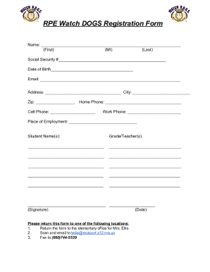 Fillable Online RPE Watch DOGS Registration Form Fax Email Print ...