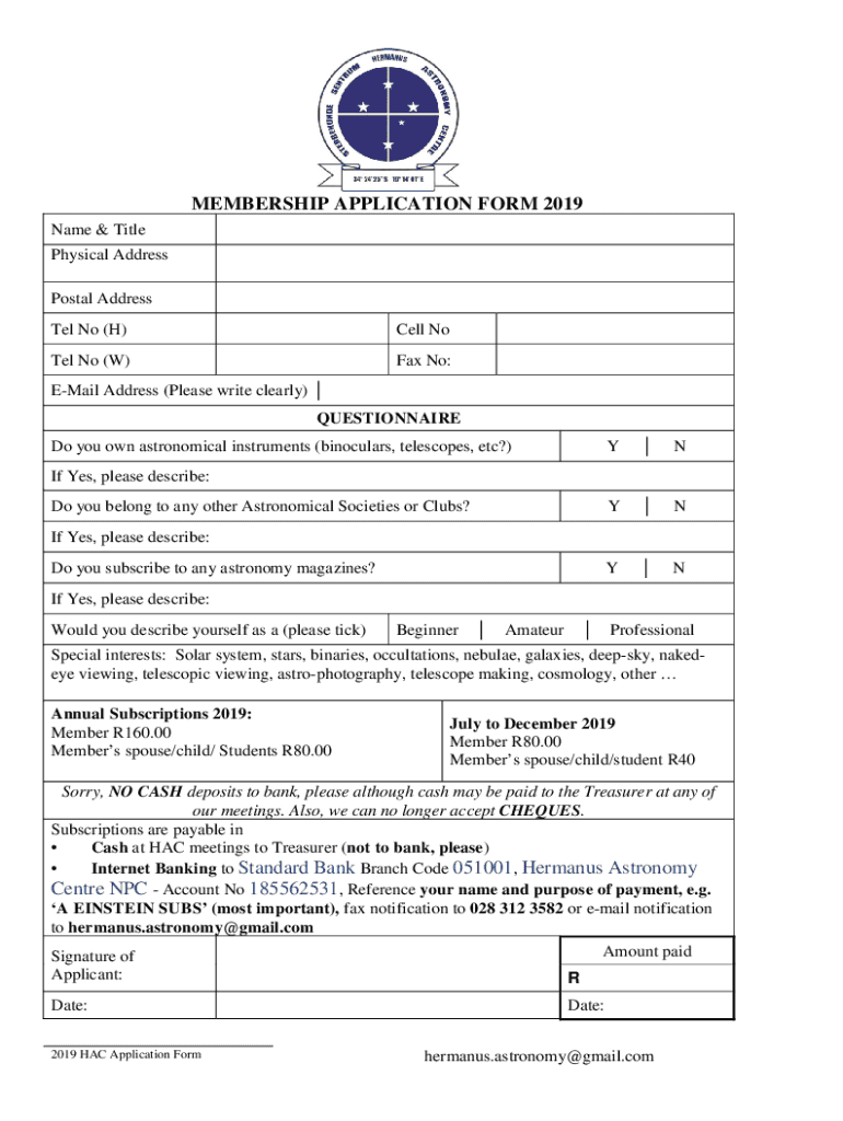 Fillable Online 2019 HAC Application Form.docx Fax Email Print - pdfFiller