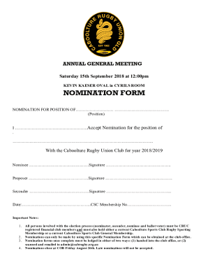 Fillable Online AGM Nomination Form 2018 Fax Email Print - pdfFiller