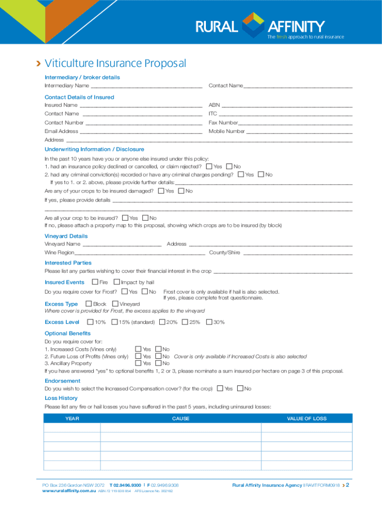 Fillable Online Farm Pack Insurance Proposal Important ... - Rural ...