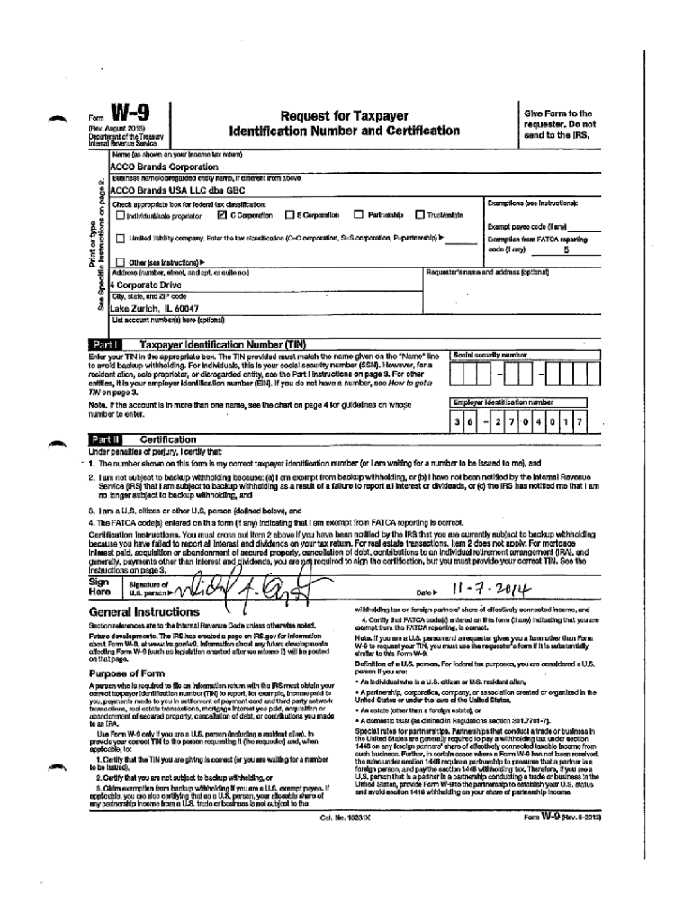 Fillable Online gov/FormW9 for instructions and the latest informatoin ...