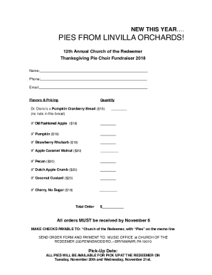 Fillable Online 2018 COTR Pie Order Form Fax Email Print - pdfFiller