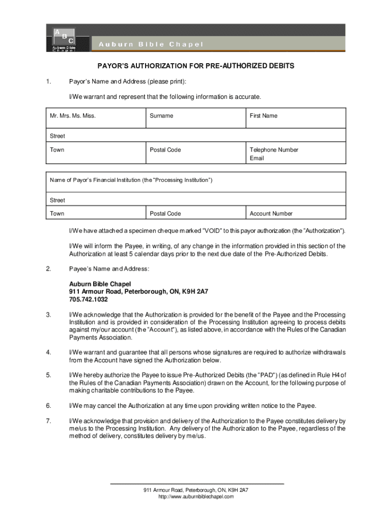 Fillable Online Fillable Online PAYORS AUTHORIZATION FOR PRE ...