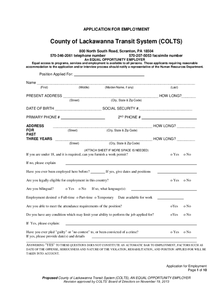 Fillable Online Fillable Online County of Lackawanna Transit System ...