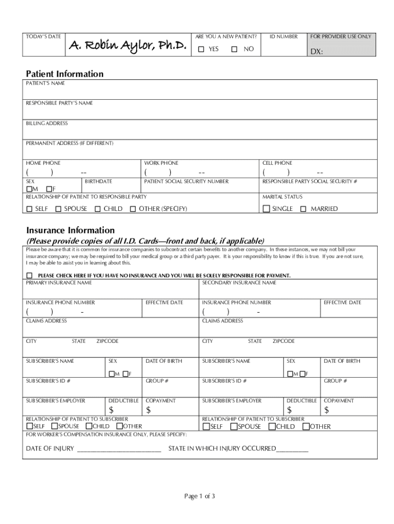 Fillable Online Robin Aylor, Ph Fax Email Print - pdfFiller