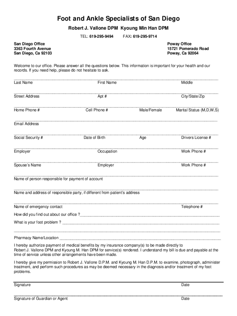 Fillable Online Free New Patient Medical Forms Printable Medical Forms ...