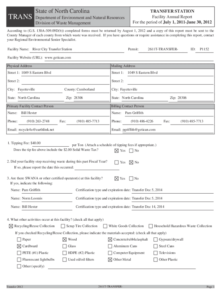 Fillable Online NC DEQ: Reporting Forms - North Carolina Fax Email ...
