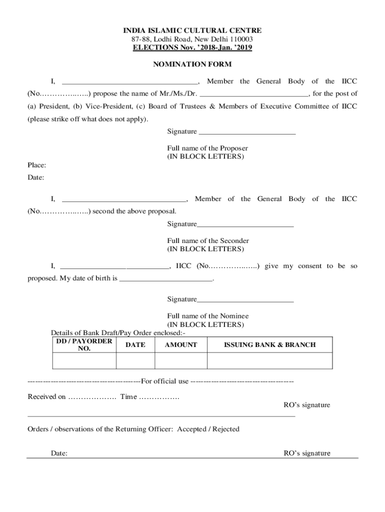 Fillable Online CONTACT US - India Islamic Cultural Centre New Delhi ...