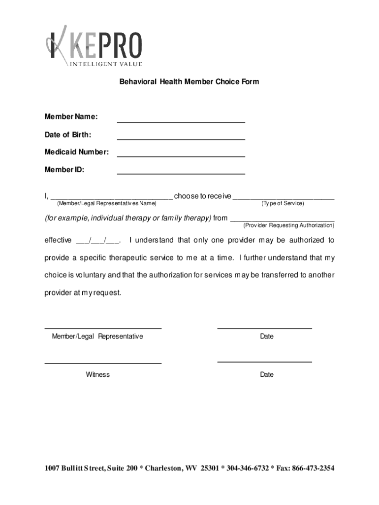 Fillable Online Fillable Online KEPRO Member Choice Form updated 7.1 ...