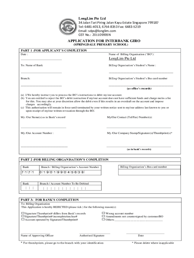 Fillable Online GIRO Form - Longlim Fax Email Print - pdfFiller