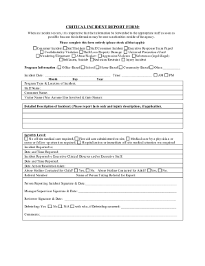 Fillable Online Critical Incident Reporting Form 10-22-18(1) Fax Email ...