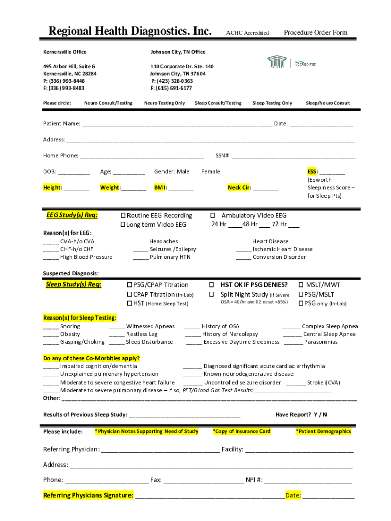 Fillable Online Regional Health Diagnostics Fax Email Print - pdfFiller