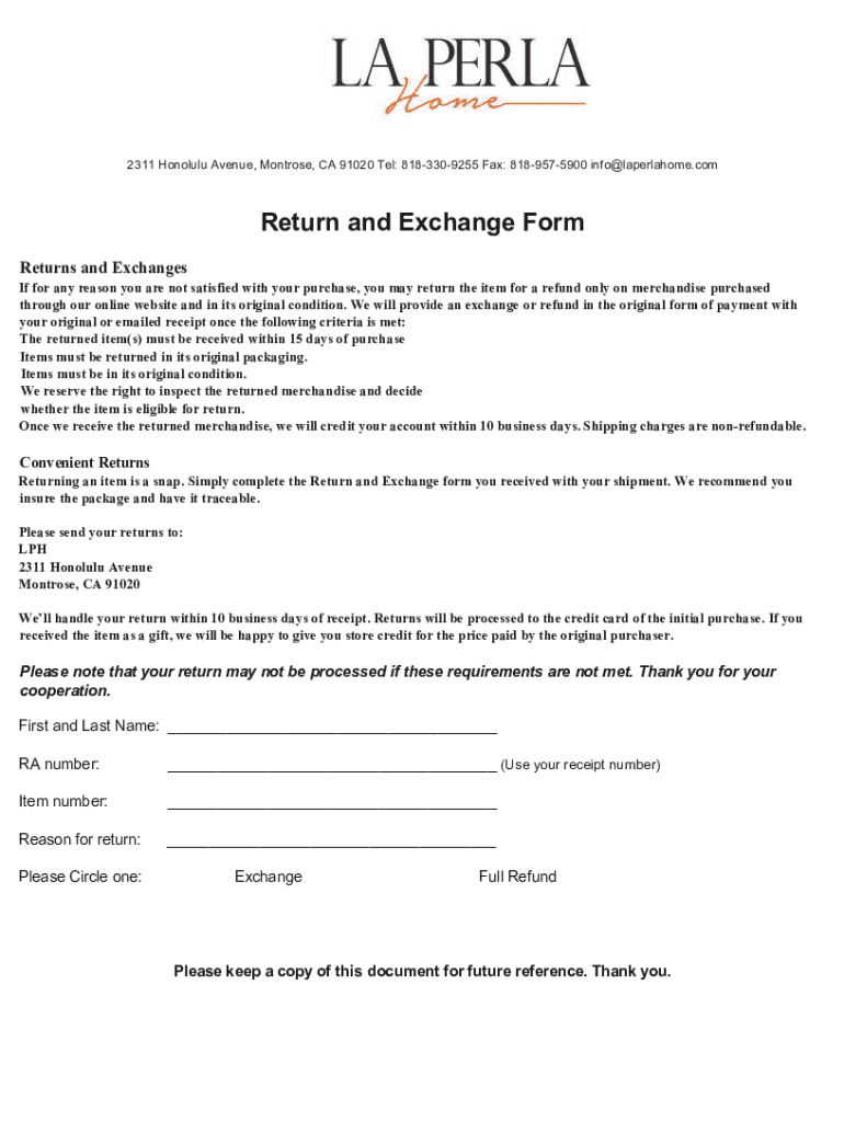 Fillable Online return-exchange-form Fax Email Print - pdfFiller