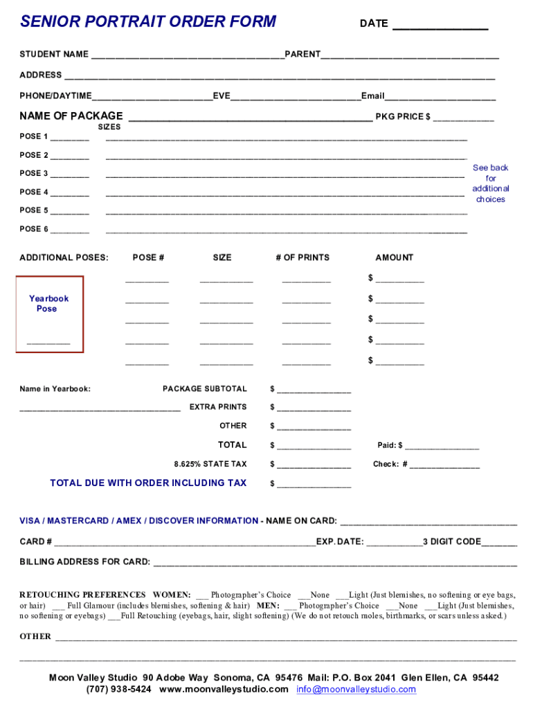 Fillable Online school picture day order form templateSchool and ...