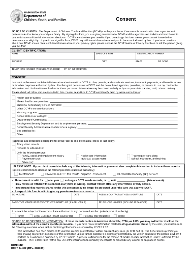 Consent - Washington State Department of Corrections (DOC) Doc Template ...