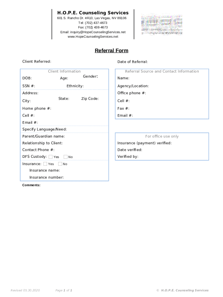 Client Services Referral Client Ination Doc Template | pdfFiller