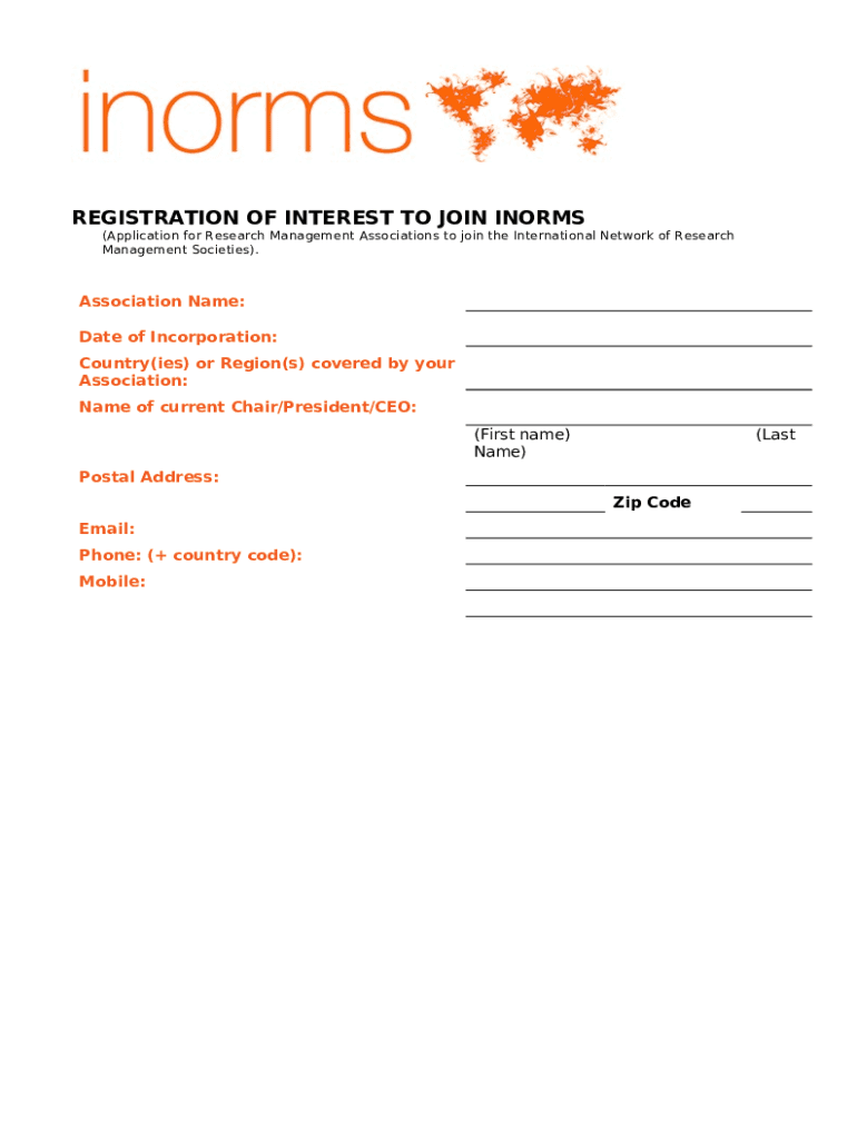 Individual Membership Application Template - INORMS Doc Template ...