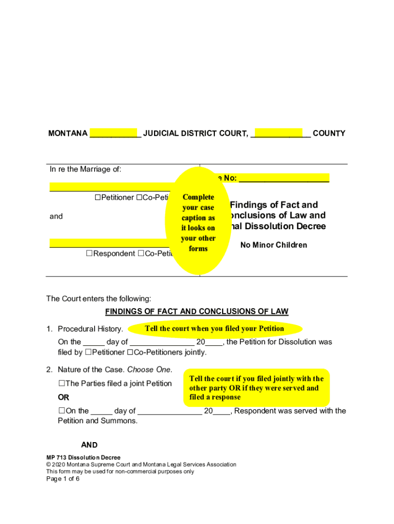 Fillable Online courts mt Findings of Fact and Conclusions of Law and ...